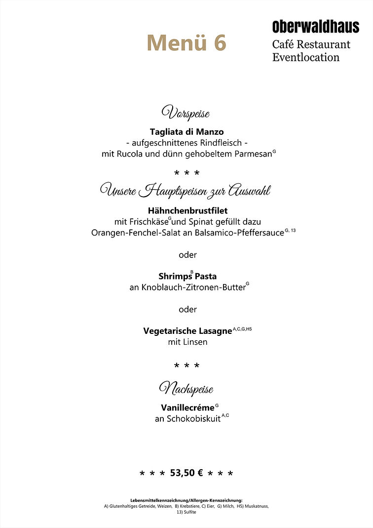 MENUS & BUFFETS I Restaurant Oberwaldhaus I Darmstadt