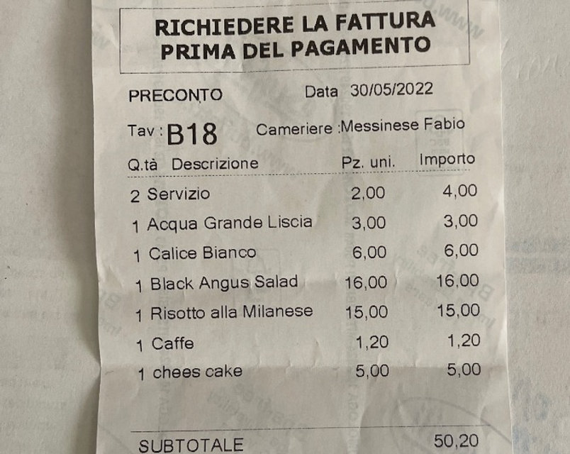 Deciphering Your Restaurant Bill In Italy