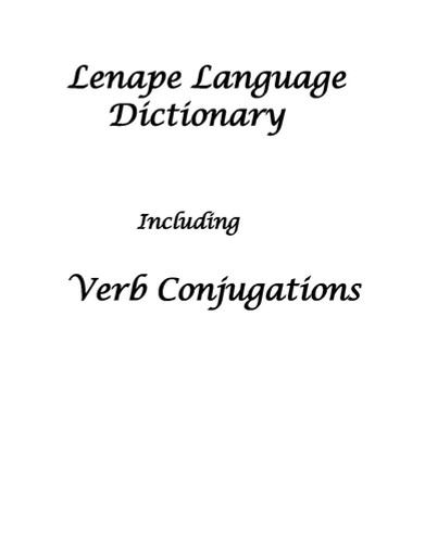 Lenape Language Dictionary & Verb Conjugations | Lenape Nation of PA