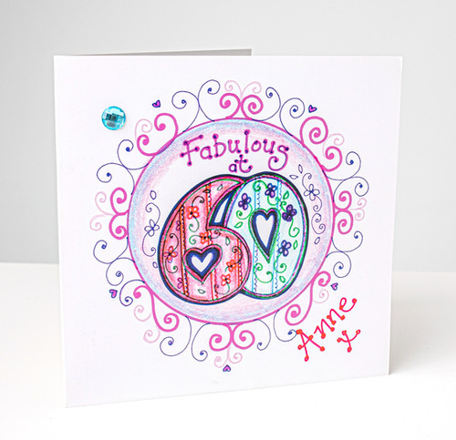 Personalised 60th Birthday Card - Fabulous at 60 Design | Trinkette