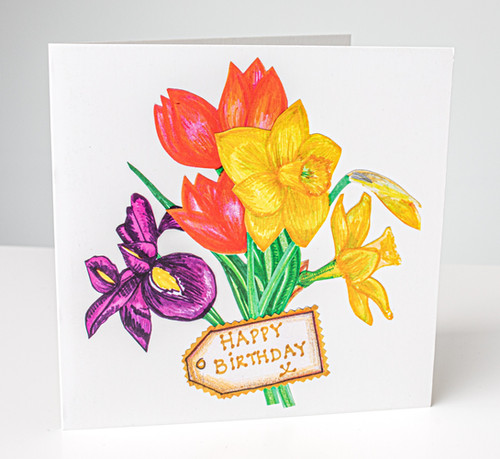 Personalised Birthday Card - Spring Flower Bouquet Design | Trinkette