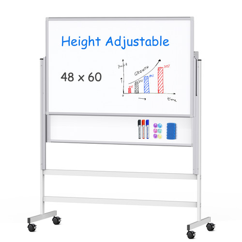 Height Adjustable Dual Track Mobile Whiteboard | Maxtek Whiteboard ...