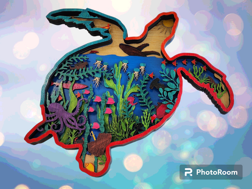 🐢 **Exquisite 7-Layer Turtle Wall Art** 🐢 | Laser Done 4 You