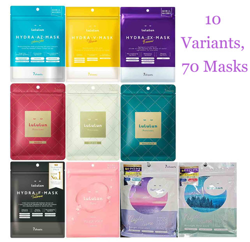 LuLuLun Face Mask Set – 10 Variants, 70 Masks Total | Japan Shop Fuji