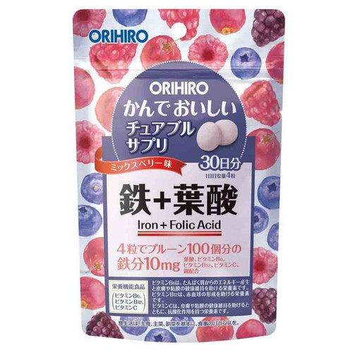 ORIHIRO Chewable Supplement Iron + Folic Acid - 120 Tablets | Japan ...
