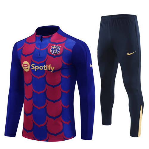 Barcelona Blue Red Pattern 1/4 Zip | KitGoalHQ