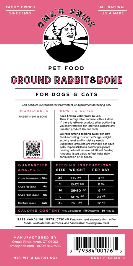 Ground Rabbit Meat & Bone - 2 lb Case | World Of Paws