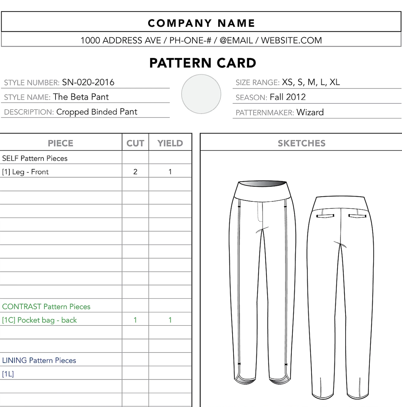 Production Pattern Cutter Card