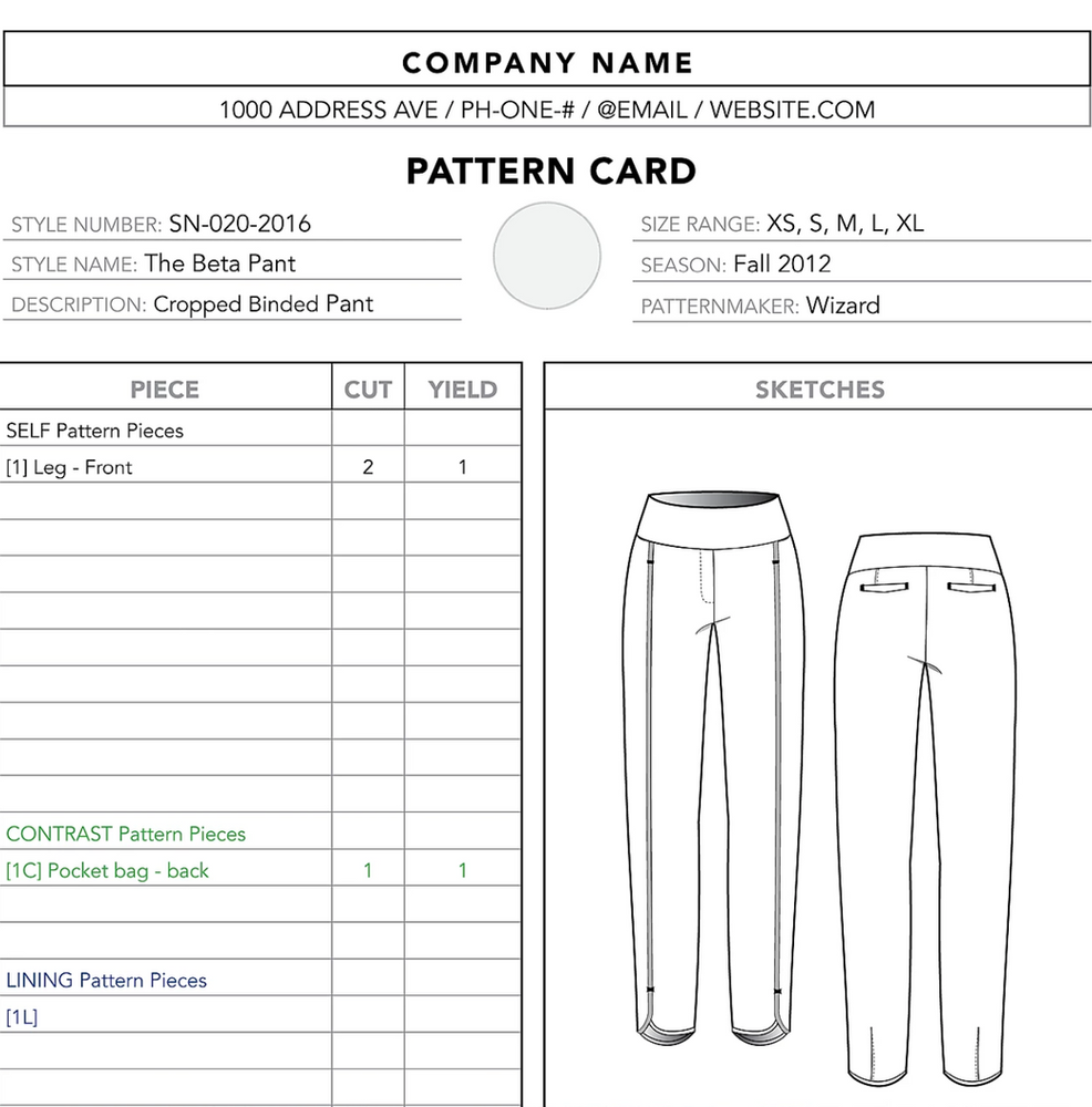 Production Pattern Cutter Card