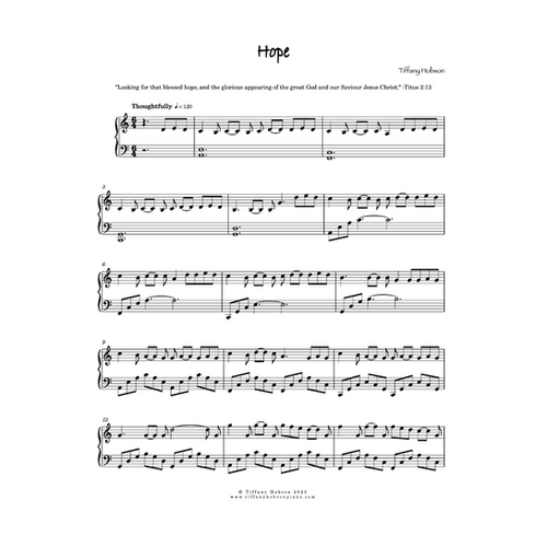 Hope (sheet music) | Tiffany Hobson