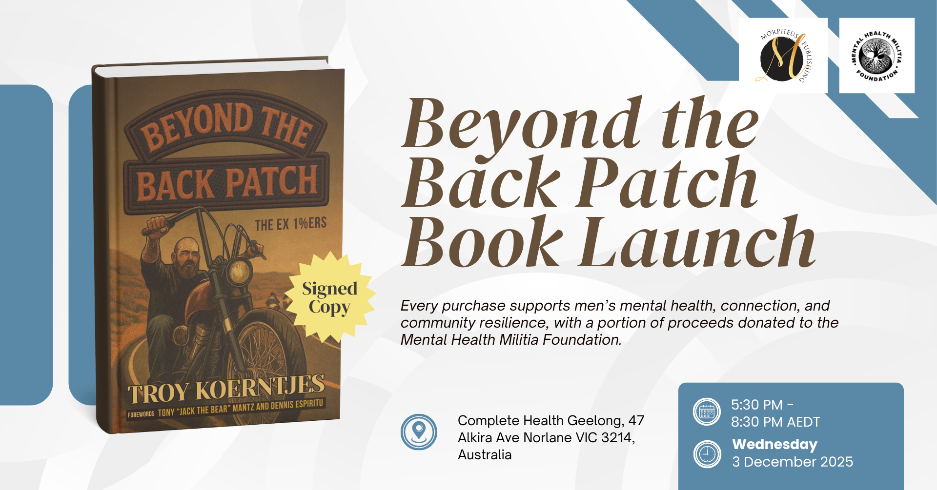 Beyond the Back Patch Book Launch | Morpheus Publishing