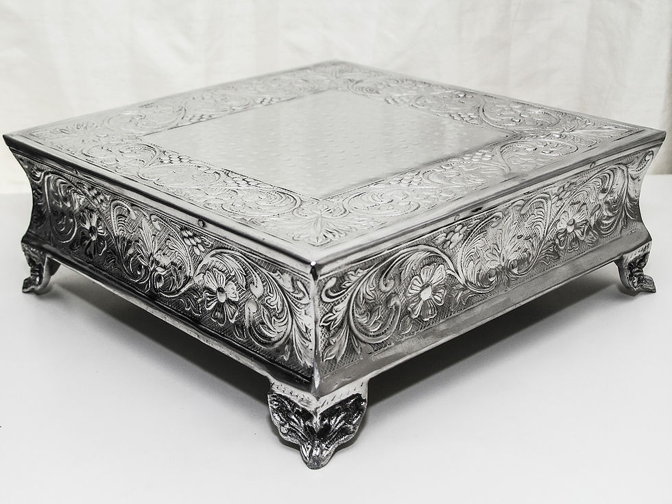 14" Square Silver Wedding Cake Stand | sweet-art-bake-shop