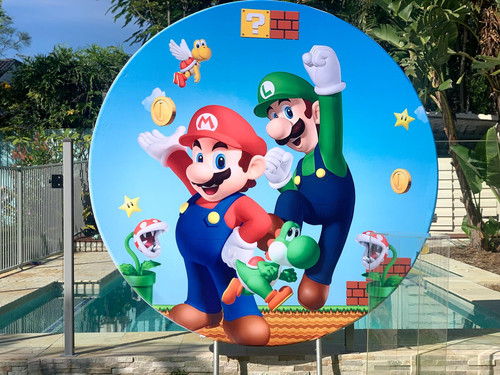 Super Mario Round Backdrop Hire | Pretty As a Picture Events