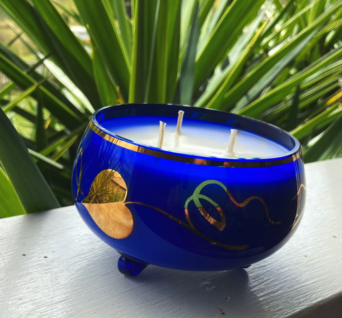 Gorgeous vintage cobalt blue footed bowl with Soy Candle | Classic ...