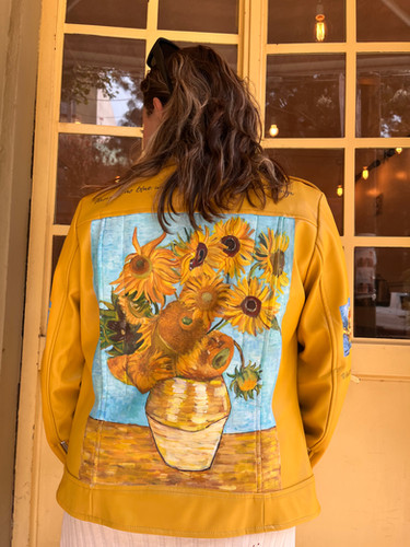 Chamarra Biker con los Girasoles de Van Gogh | Red Machine Studio