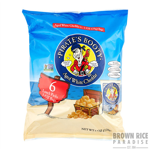 Pirate's Booty Baked Rice & Corn Puffs Aged White Cheddar, 1 OZ | Brown ...