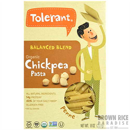 Tolerant Organic Chickpea Pasta Penne, 8 OZ | Brown Rice Paradise