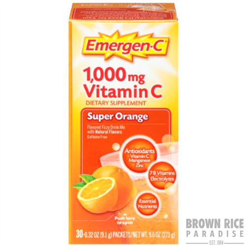 Alacer Emergen-C 1000mg Vitamin C Fizzy Drink Mix Orange, 30 CT | Brown ...