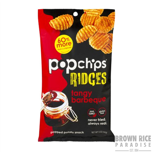 Popchips Popped Chip Snack Ridges Tangy BBQ, 5 OZ | Brown Rice Paradise