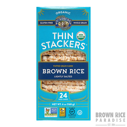 Lundberg Lightly Salted Brown Rice Puffed Grain Thin Stackers, 6 OZ ...