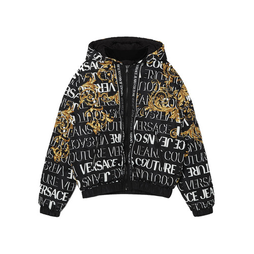 VERSACE JEANS COUTURE REVERSIBLE LOGO COUTURE JACKET IN BLACK/GOLD ...