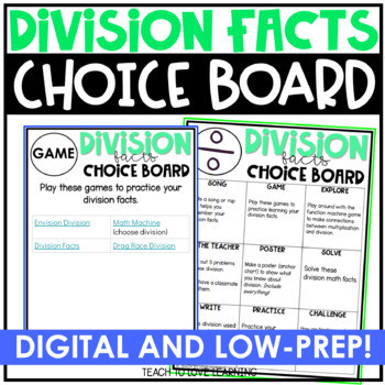Division Facts Digital Choice Board┃Division Choice Board ...