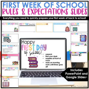 First Week of School Slides┃Classroom Rules┃Rainbow┃Classroom ...