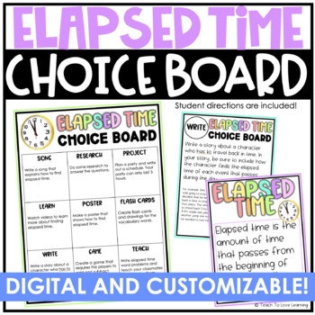 Elapsed Time Choice Board | Time Digital Choice Board | No Prep ...