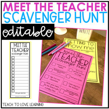 Meet the Teacher Scavenger Hunt Editable | Open House Scavenger Hunt ...