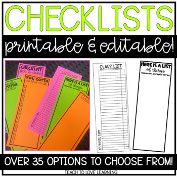 Editable Student & Teacher Checklists | Customizable | To-do List ...