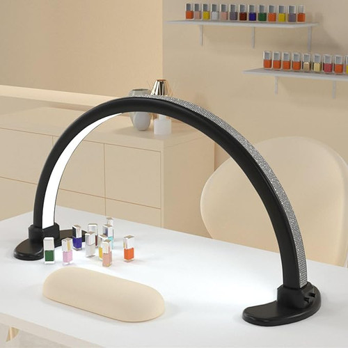 LED Half Moon Table Lamp, Black with Rhinestones | Ycc Nails