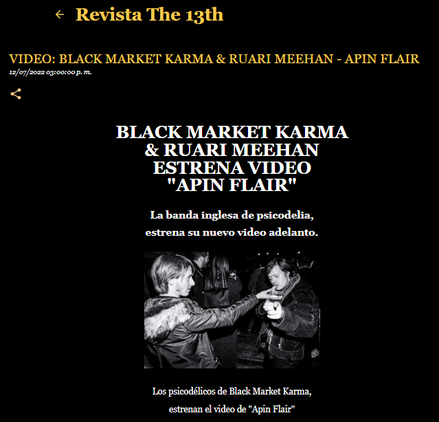 BLACK MARKET KARMA & RUARI MEEHAN ESTRENA VIDEO"APING FLAIR"