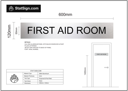 Engraved & Paint Filled - First Aid Room Statutory Signage | StatSign.com