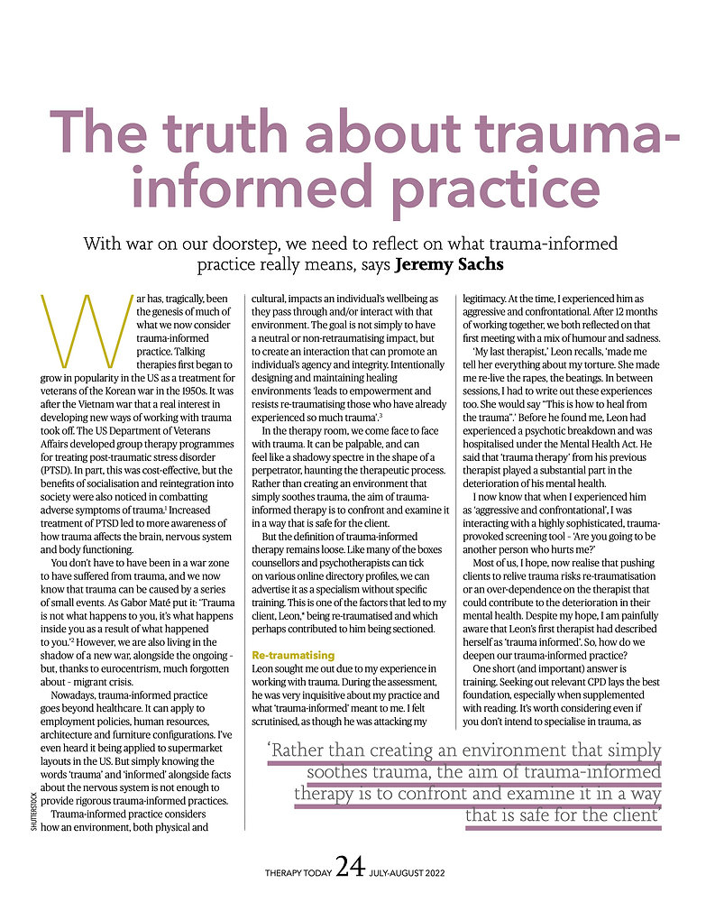 The truth about trauma informed practice
