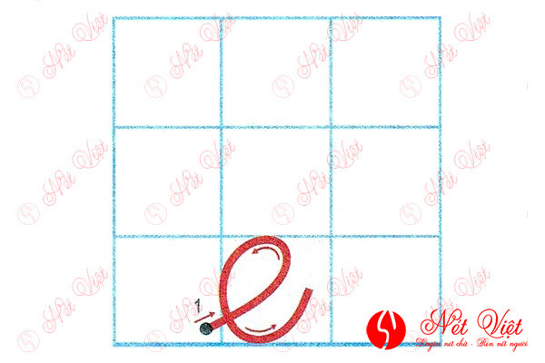 Hướng dẫn chi tiết cách viết chữ E thường cỡ nhỏ - cao 1 ô ly