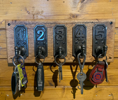 Numbered Industrial Key Holder, 5 Hook Design | Blue Chalk Designs