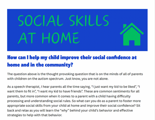 Social Skills at Home | My Site