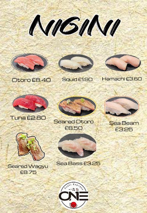 Menu | Onesushi.co.uk
