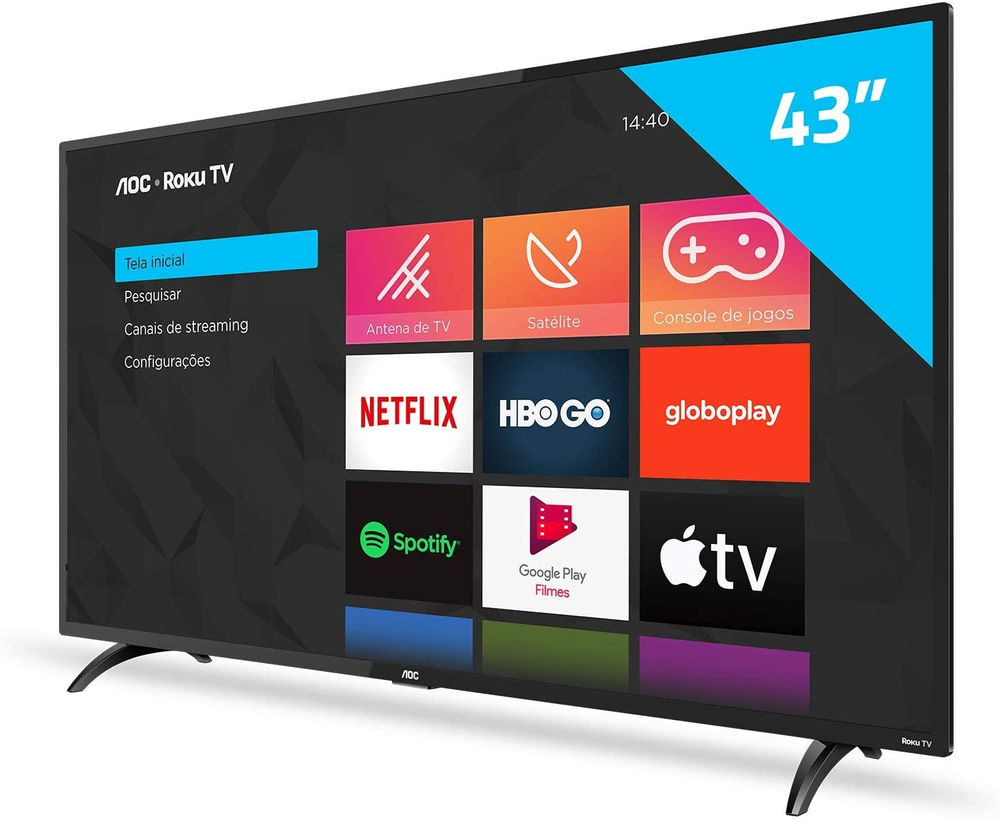 Review e Análise da Smart TV LED 43" Full HD AOC ROKU TV FHD 43S5195 ...