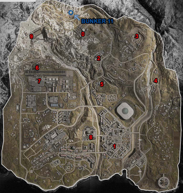 Call of Duty Warzone: Mapa dos locais de bunker, cartões-chave ...
