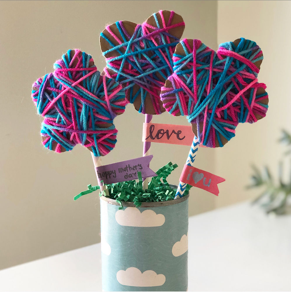 Yarn Wrapped Cardboard Flowers