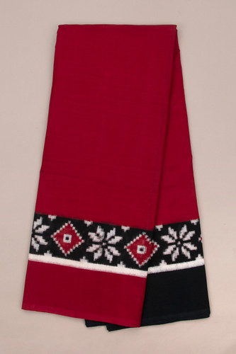 Telia rumal cotton, double ikat border - Red | Sthree Creatives