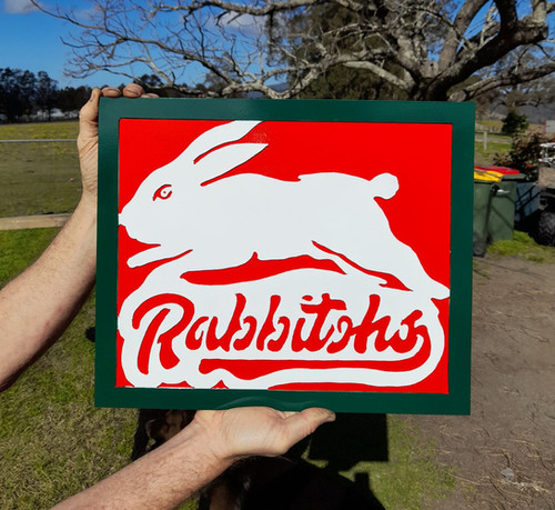 Coloured Rabbitohs Sign | Rustic Touch