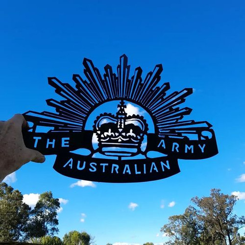 Australian Army Rising Sun in Flat Steel | Rustic Touch