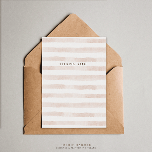 Pink Stripe Thank You Card | Sophie Harmer Home & Design
