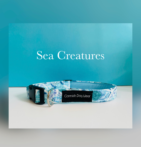Sea Creatures Dog Collar | cornish-dog-wear
