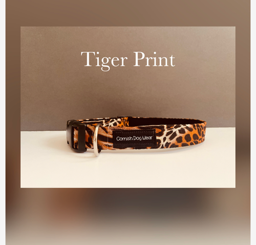 Tiger Print Dog collar | cornish-dog-wear