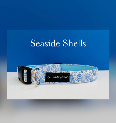 Seaside Shells Dog Collar | cornish-dog-wear