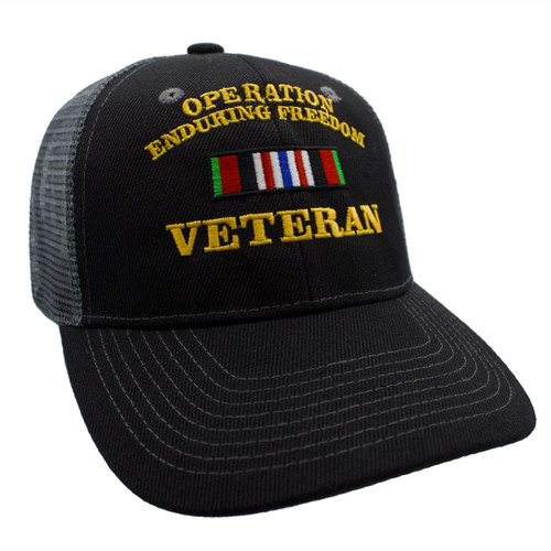 Operation Enduring Freedom Veteran Ribbon Trucker Hat - Black/Dark Gray ...