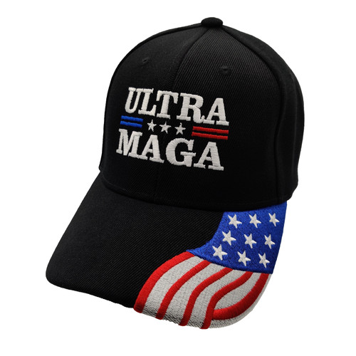 Ultra MAGA w/ Flag Bill Cap - Black (6 Pieces) | Windcatcher